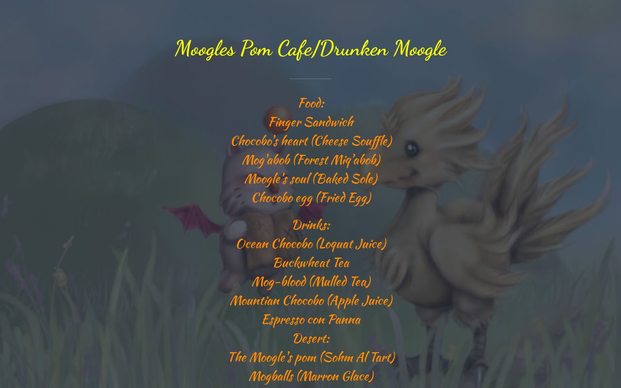 Moogles Pom Cafe/ Drunken Moogle
